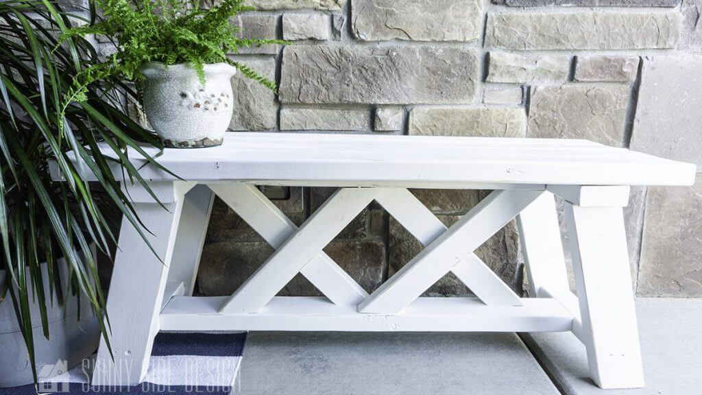Simple 2x4 Bench with Plans | Farmhouse Bench | Sunny Side Design