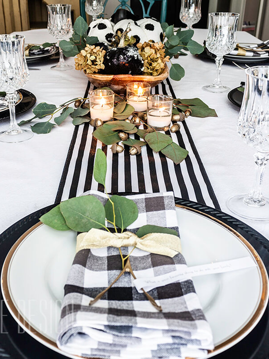 Simple Chic Black & White Fall Tablescape | Sunnyside Home