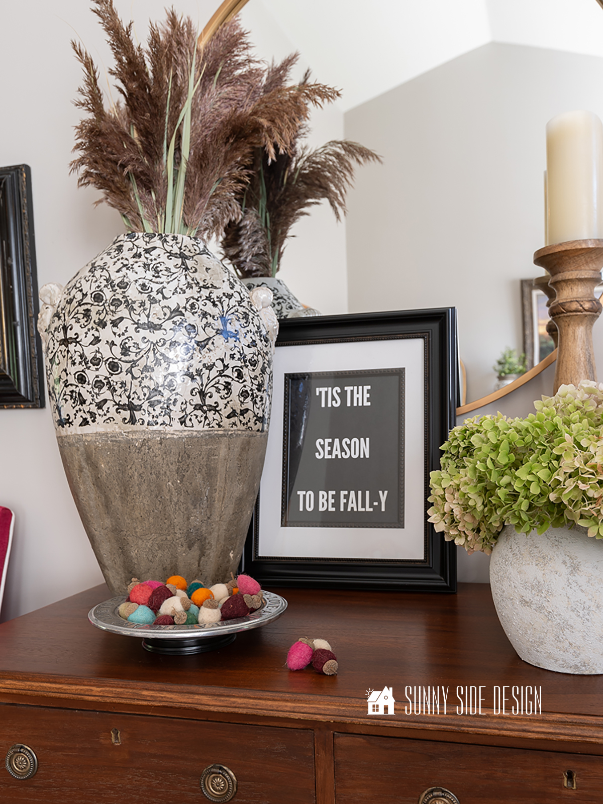 Easy Acorn Craft with Real Caps and Wool Balls | Sunnyside Home
