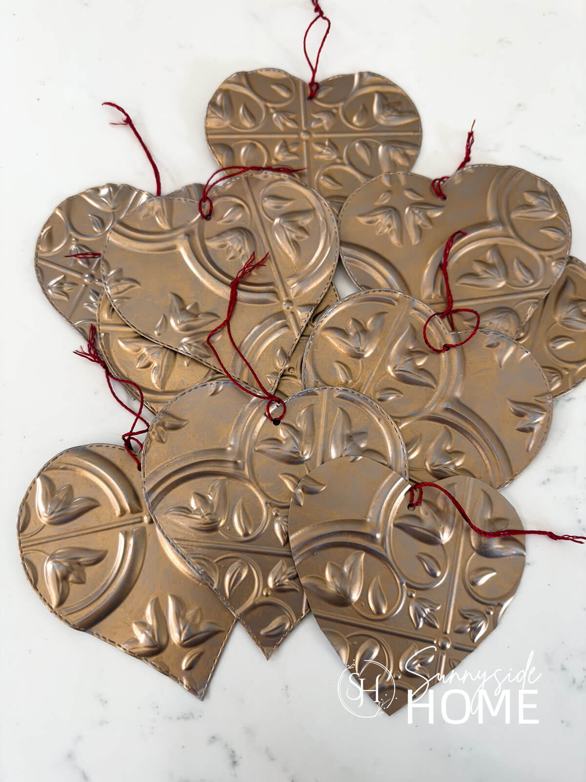 Simple Faux Brass Embossed Tile DIY Hearts | Sunnyside Home