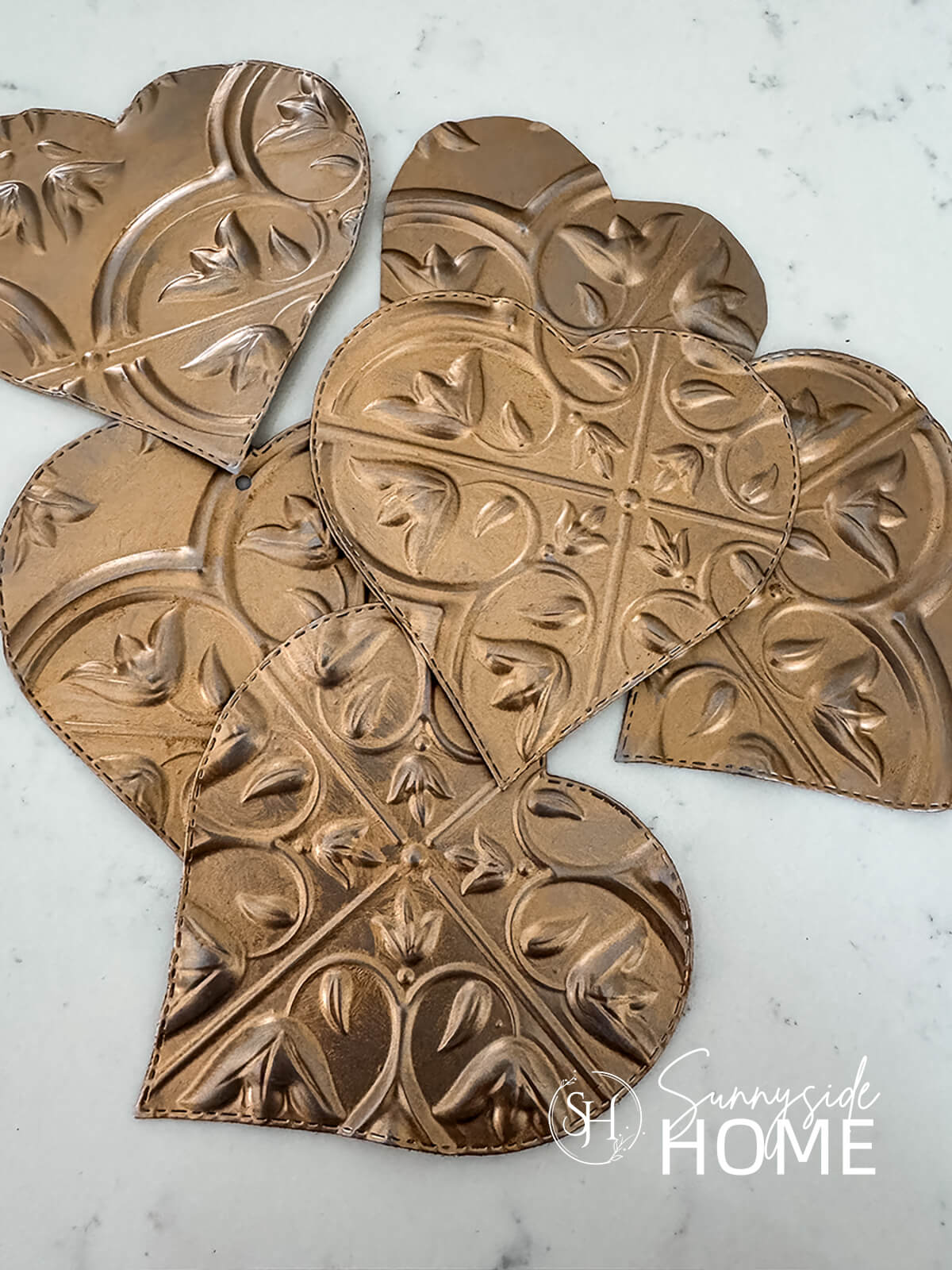 Simple Faux Brass Embossed Tile DIY Hearts | Sunnyside Home