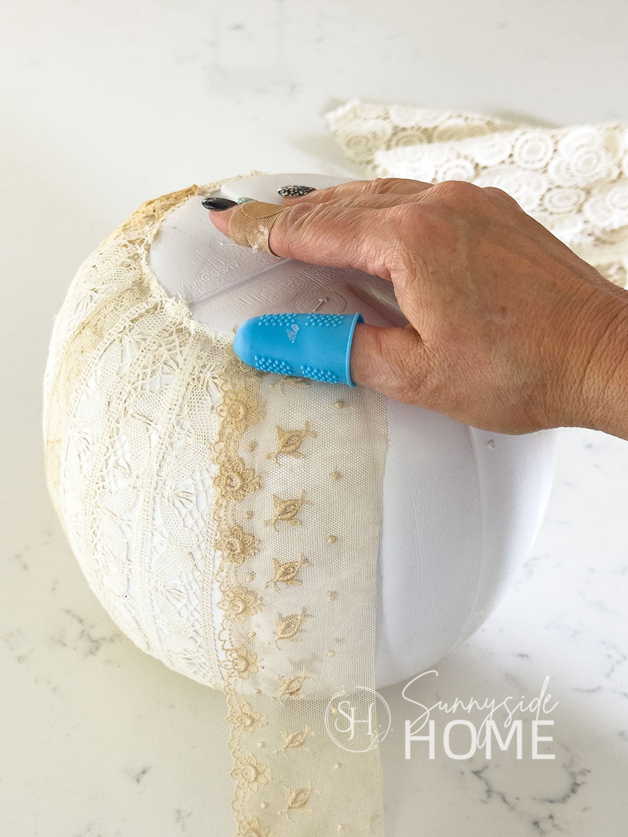 How to Make Easy Vintage Lace Pumpkin Decor | Sunnyside Home