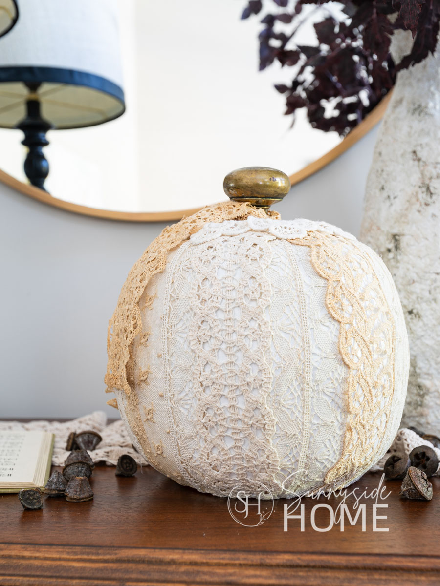 How to Make Easy Vintage Lace Pumpkin Decor | Sunnyside Home